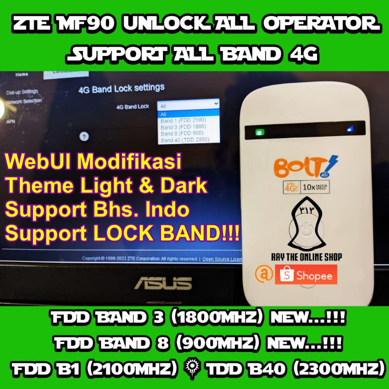Jual Modem WiFi BOLT MF90 MOD B3 UNLOCK All OPERATOR | Shopee Indonesia