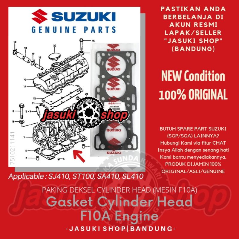 Jual Gasket Packing Paking Cylinder Head Deksel Suzuki Jimny Katana Forsa Karimun Kotak Sierra ...