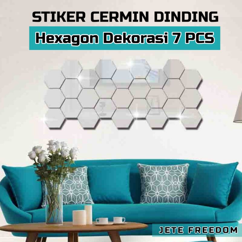 Jual Stiker Cermin Dinding Tempel Hexagon 7 PCS Aesthetic Dekorasi ...