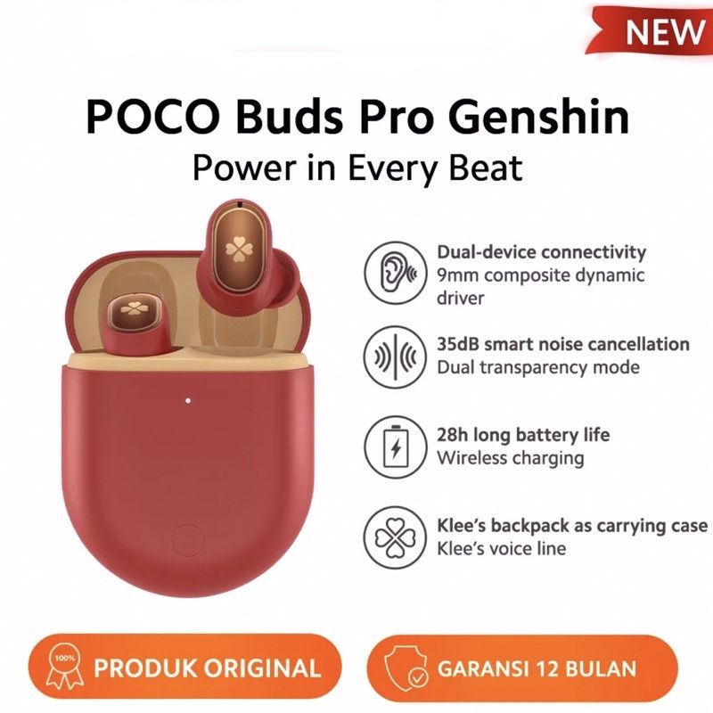 Jual Poco Buds Genshin Impact Klee Limited Edition Like New TWS Earbuds ...