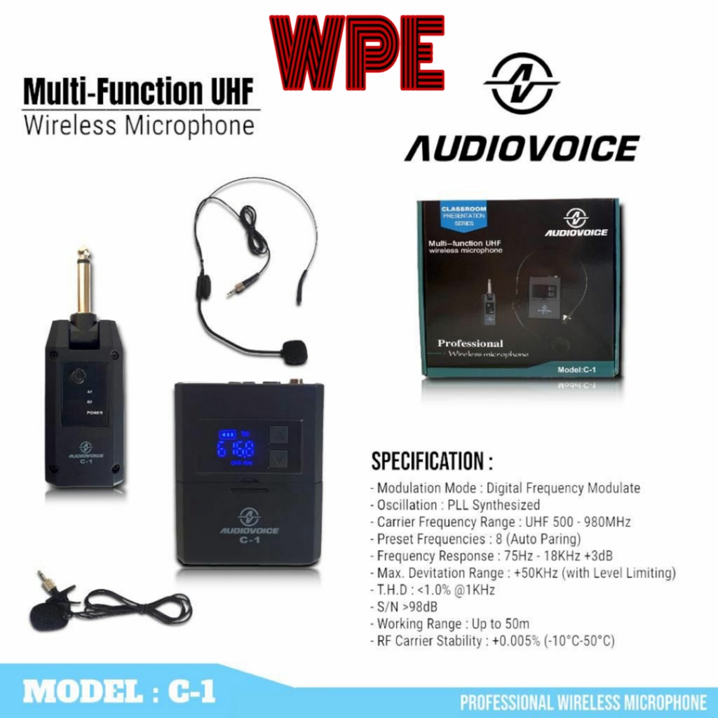 Jual mic wireless audiovoice c1 clip on/headset audio voice clip on jepit | Shopee Indonesia
