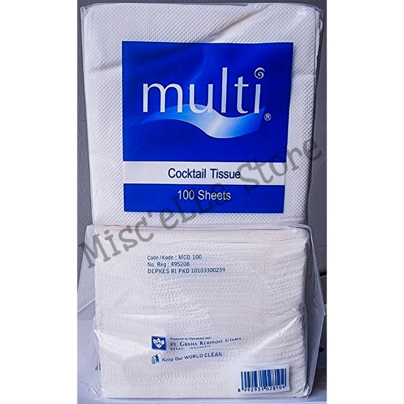 Jual MULTI Eco Cocktail Napkin Tissue 2 ply ( 100 Sheets ) | Shopee ...