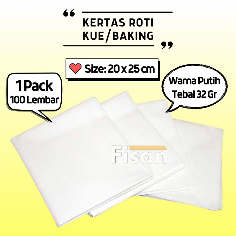 Jual 100 Lembar Kertas Roti Putih Baking Paper Kue Alas Loyang Oven ...