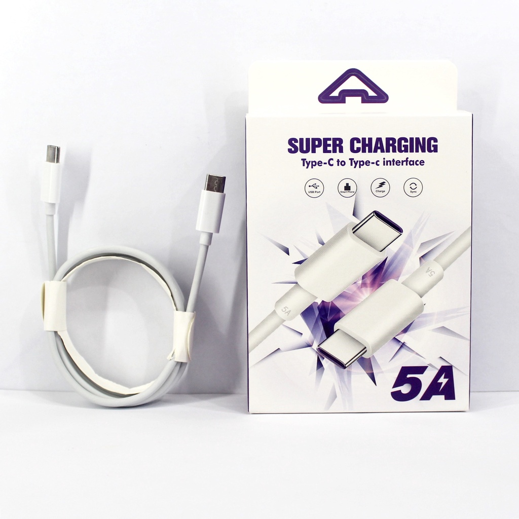 Jual KABEL DATA 5A ORIGINAL SUPER CHARGING TYPE C TO TYPE C + PP DUS ...