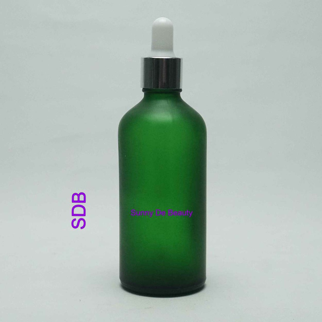 Jual Botol Serum 100 ml BR Kaca Hijau Frosted Alumunium Shiny Pipet ...