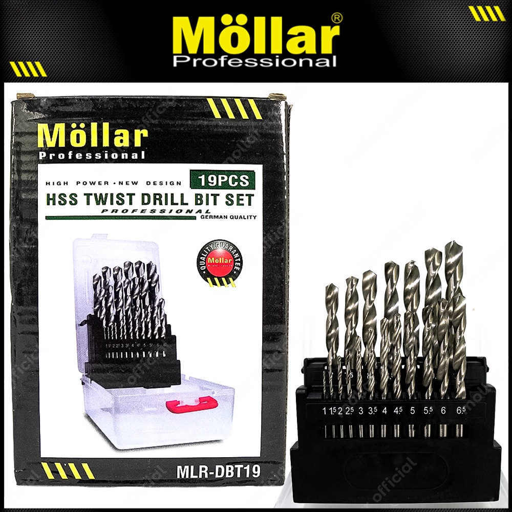 Jual MOLLAR Mata Bor Set Besi 19 Pcs HSS 1 mm - 10 mm Original | Shopee ...