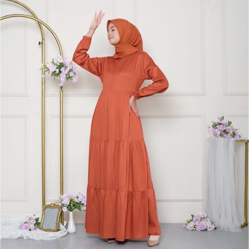 Jual Jesica Dress / hanum dress rayon premium ori terbaru / gamis polos hitam bahan rayon adem ...