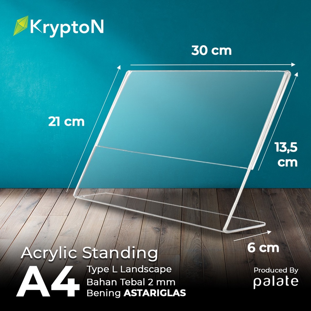 Jual Akrilik Acrylic Standing A4 Type T Landscape Brochure Sertificate ...