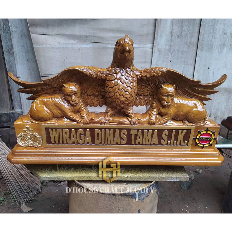 Jual Papan Nama Ukir Rajawali Dan Macan Sepasang Kayu Jati Grade A ...