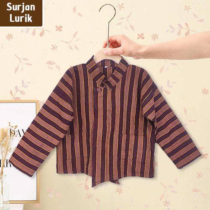 Jual Baju Surjan Anak Baju Adat Jawa Anak Laki-laki Atasan Lurik Coklat Anak | Shopee Indonesia