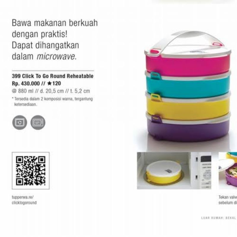 Jual Tupperware Rantang clik to go bulat,4 tingkat.murah lebay ...