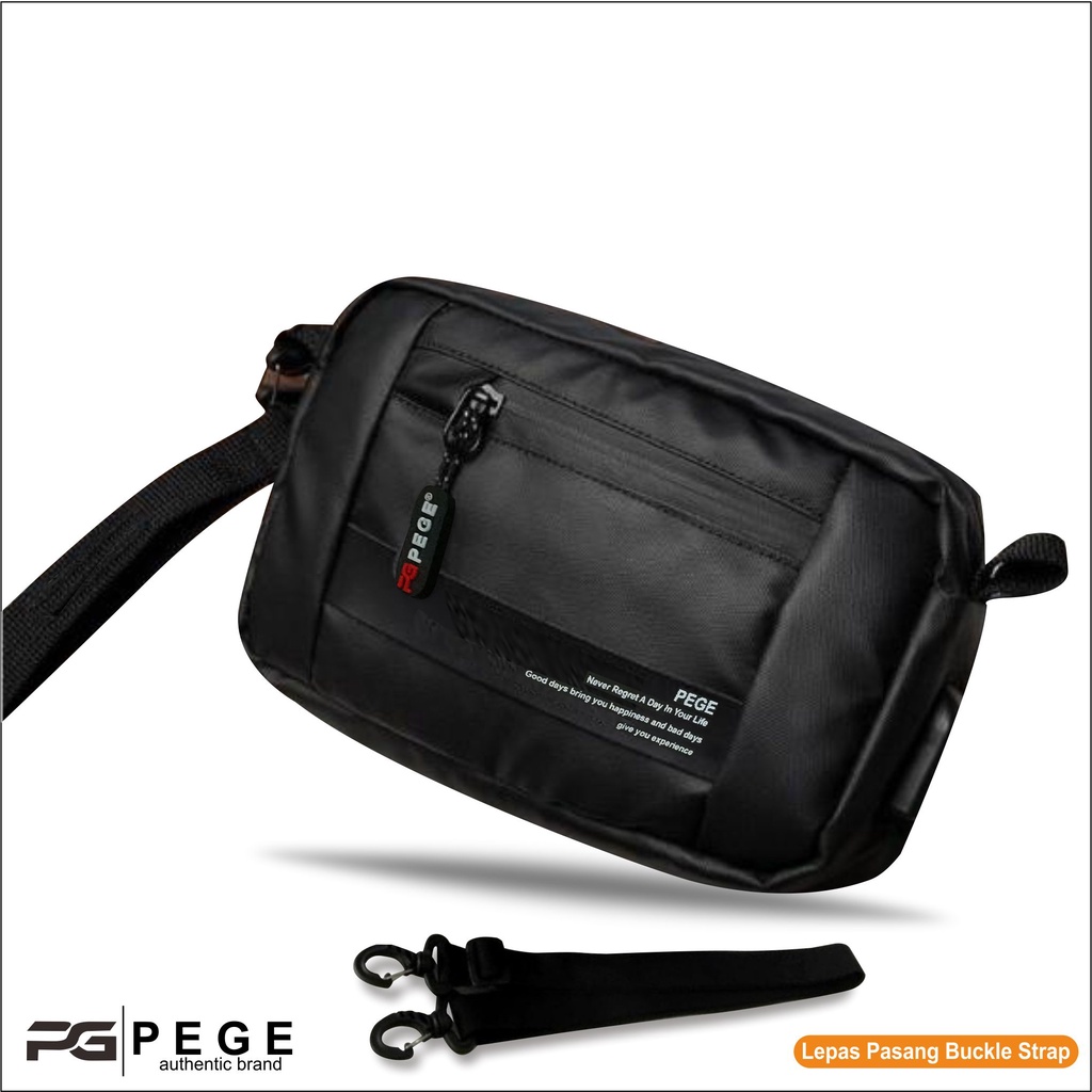Jual Tas Selempang Pria PEGE Miami Slempang Hitam Waterproof Anti Air ...