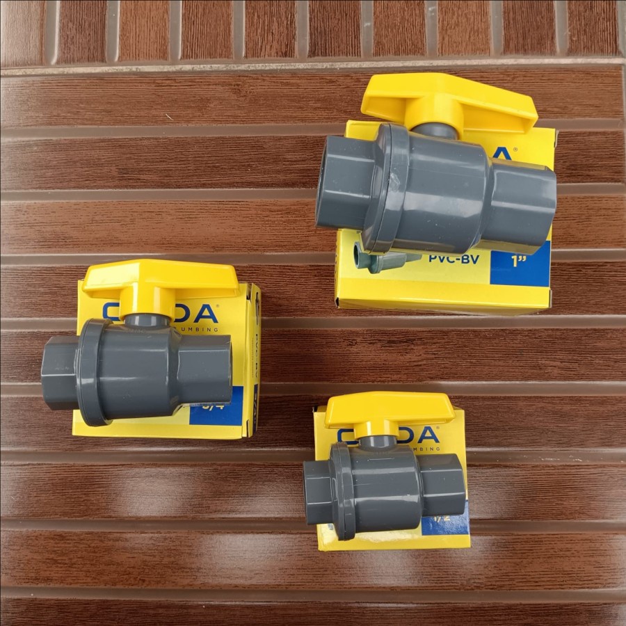 Jual Ball Valve PVCBV ONDA Polos Stop Keran Plastik PVC Kuning 1/2" 3/4 ...