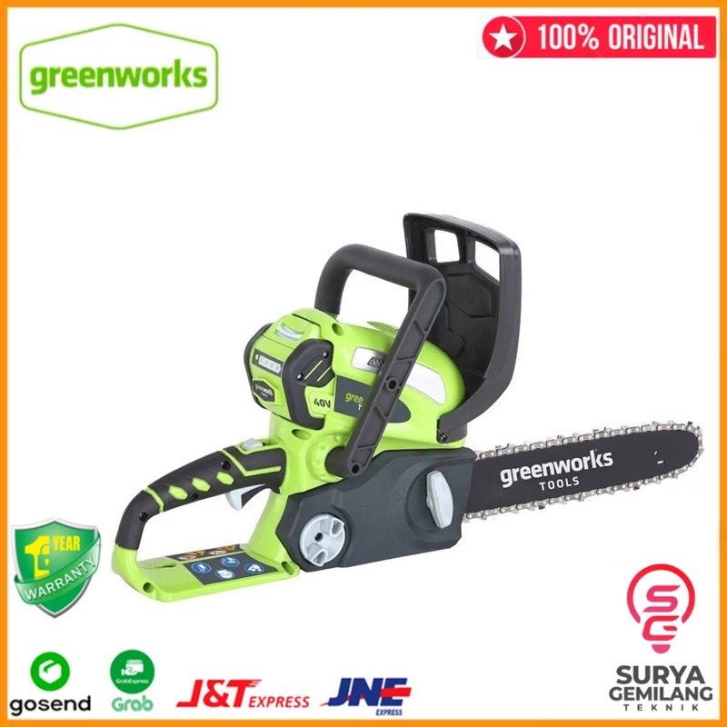 Jual Chain Saw Gergaji Potong Pohon Kayu Chainsaw Greenworks 12 Inchi 40V Baterai Alat Potong ...