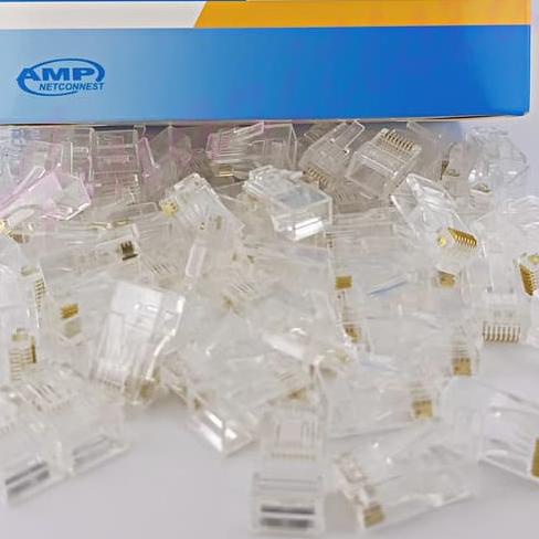 Jual PIN RJ45 AMP CAT6 Modular Plug RJ45 Made in United States (100pcs ...