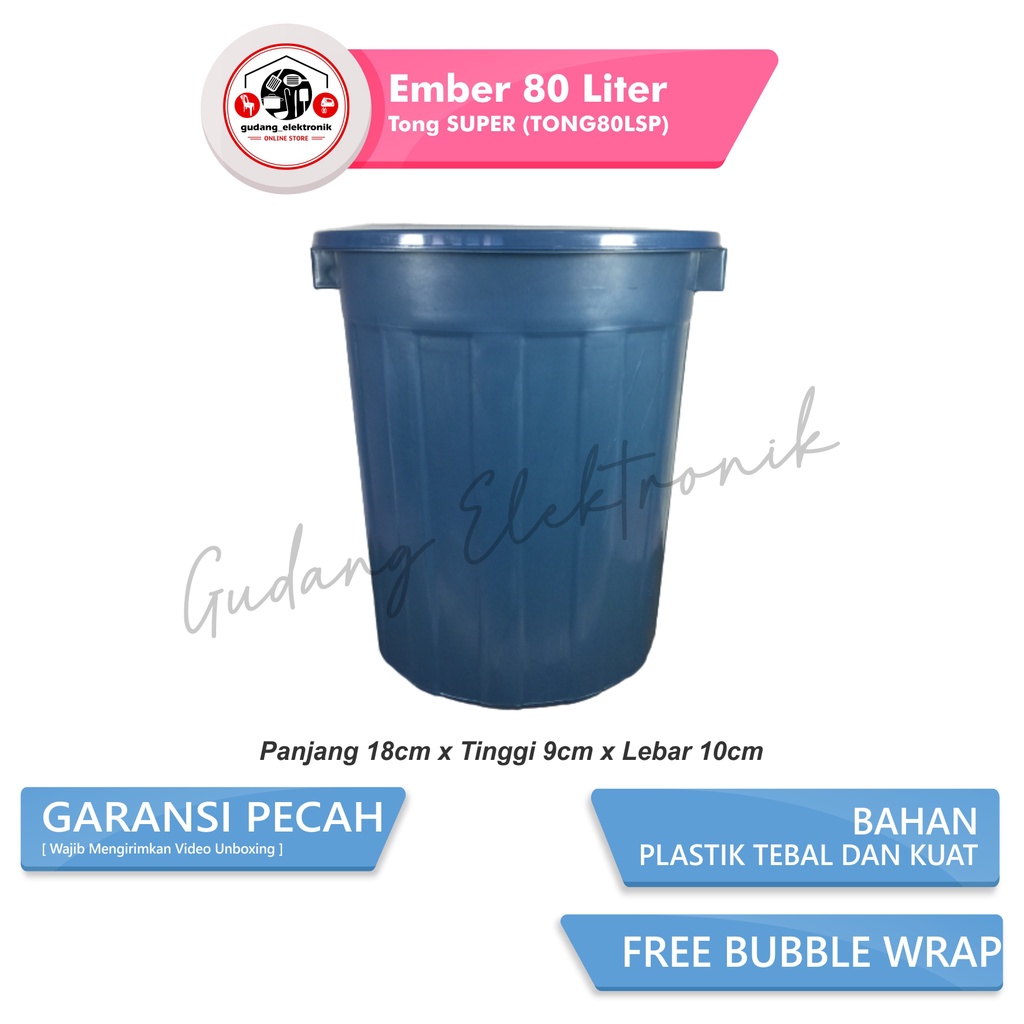 Jual Ember Jumbo Dengan tutup Ember Besar Kapasitas 80 Liter Tong Ember ...