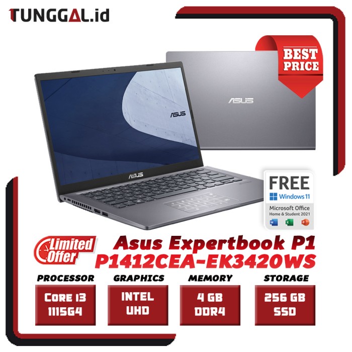 Jual ASUS EXPERTBOOK P1412CEA CORE i3-1115G4 8GB 256GB 14-inch FHD W11 ...