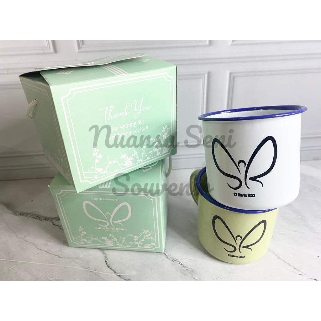 Jual Souvenir Pernikahan Gelas Mug Jadul Enamel Gelas Mug Vintage Gelas ...
