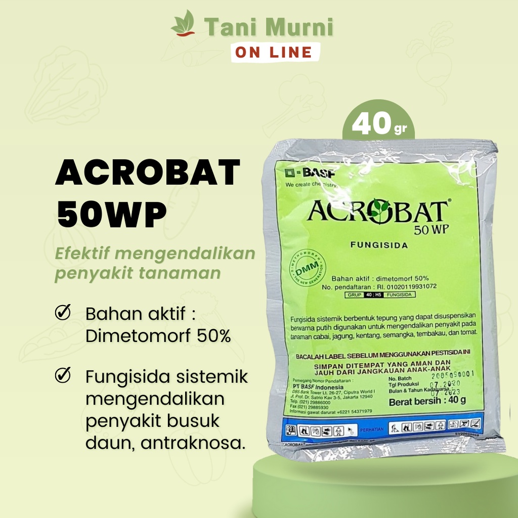 Jual Tani Murni Acrobat 50 WP 40gr Fungisida Sistemik Obat Jamur Antraknosa Embun Bulu Busuk ...