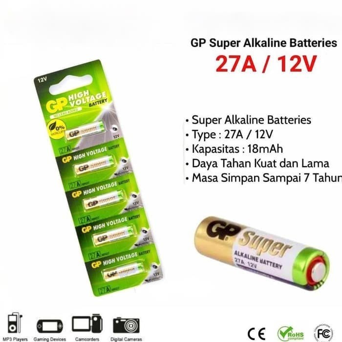 Jual Baterai GP Ultra Super Alkaline GP 27A GP27 GP27A 27 MN27 12V ...