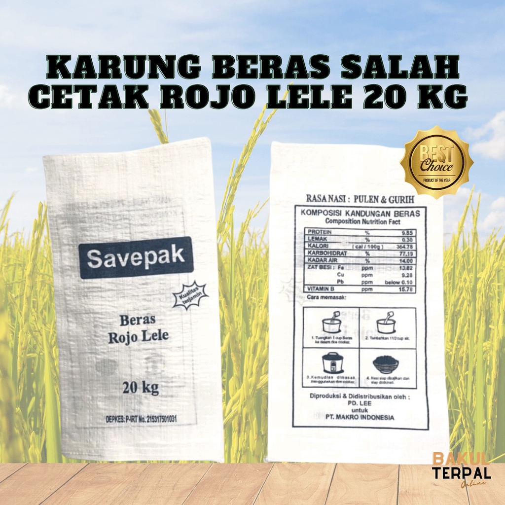 Jual PROMO Karung Beras Rojo Lele 20kg (Salah Cetak) min. 15 lembar ...