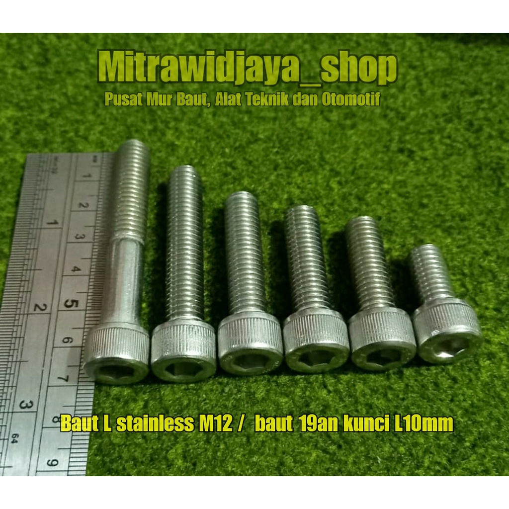 Jual BAUT L STAINLESS STELL A2-70 304 baut 19an baut L 10mm baut L ss M12 diameter 12 mm p1.75 ...