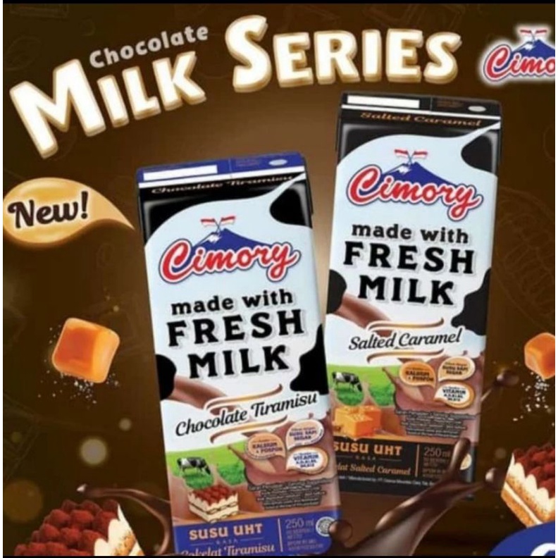Jual Cimory Susu UHT Fresh Milk 250ml Chocolate Tiramisu 1 karton isi 24pcs | Shopee Indonesia