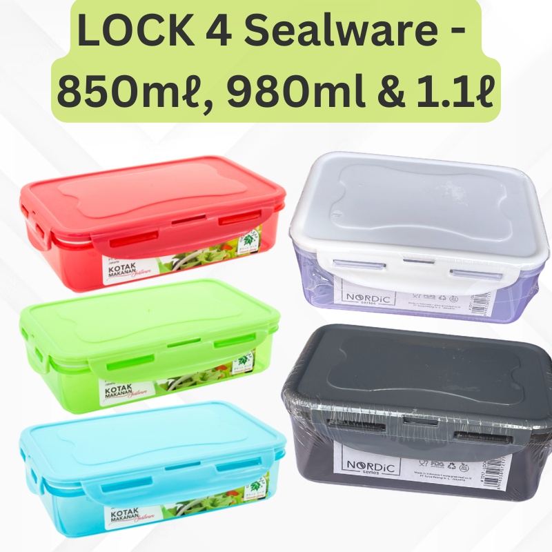 Jual Sealware Lock 4 (Four) Persegi Panjang - Kotak Bekal Makanan 850ml ...