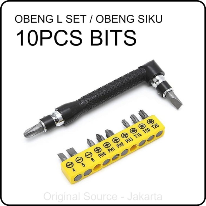 Jual Mato Obeng L Siku + 10Pcs Mata Obeng Set Screwdriver L-Shaped Set ...