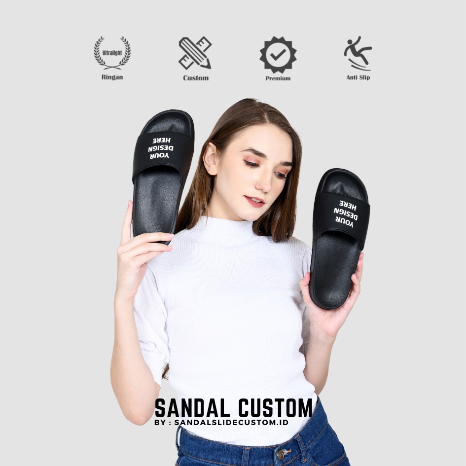 Jual Sandal slop wanita dan pria custom nama, inisial, logo dan gambar ...