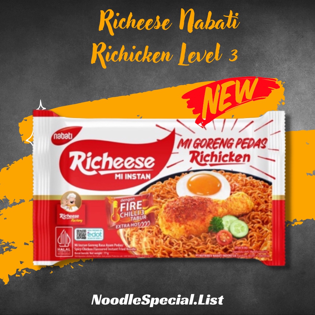 Jual Richeese Richicken Mie Goreng Pedas Cabe Chilli Tabur Level 3 ...