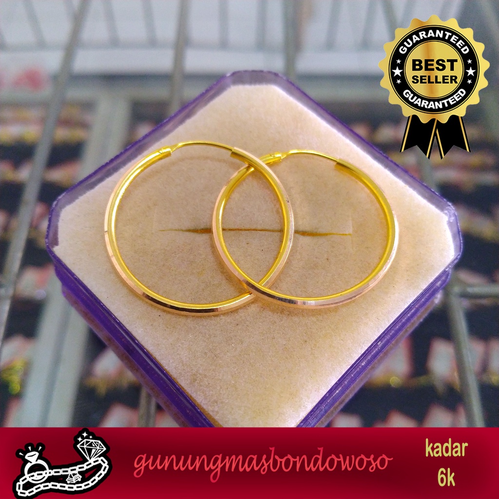 Jual Anting gipsi polos emas asli kadar 300% 6k diameter 2,5cm berat 1 ...