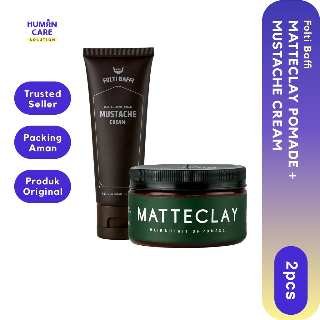 Jual Mustache Cream + Hair Nutrition Pomade Matte Clay - 100% Original ...
