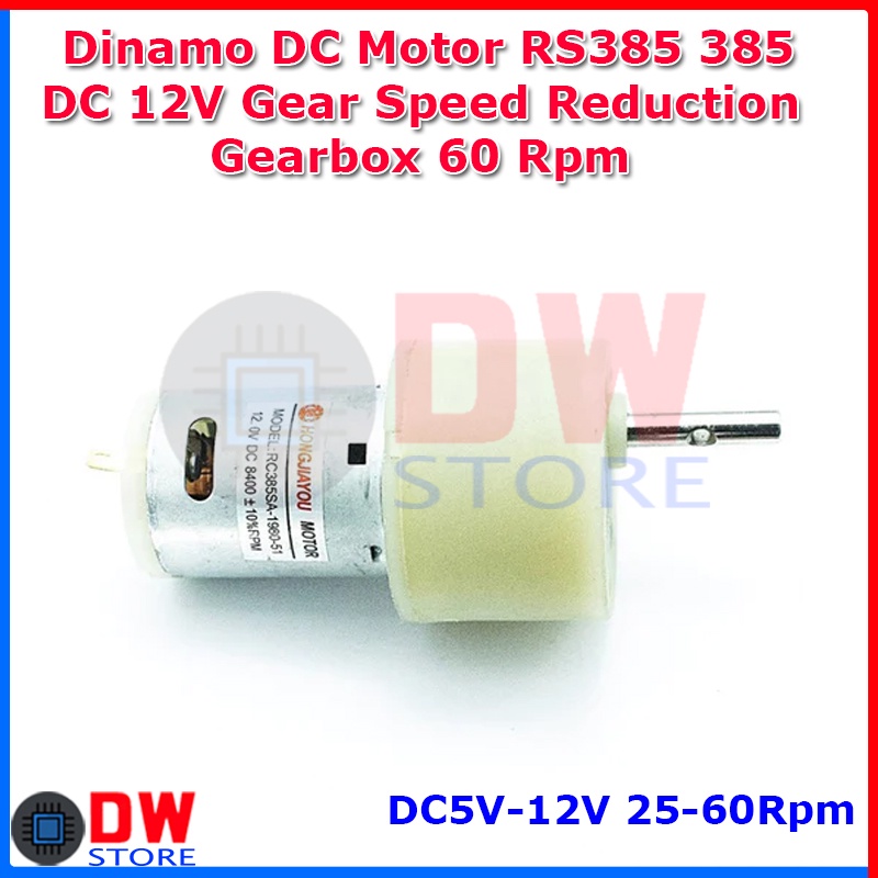 Jual Dinamo DC Motor RS-385 Speed Reduction Gearbox Gear 5V 12V | Shopee Indonesia