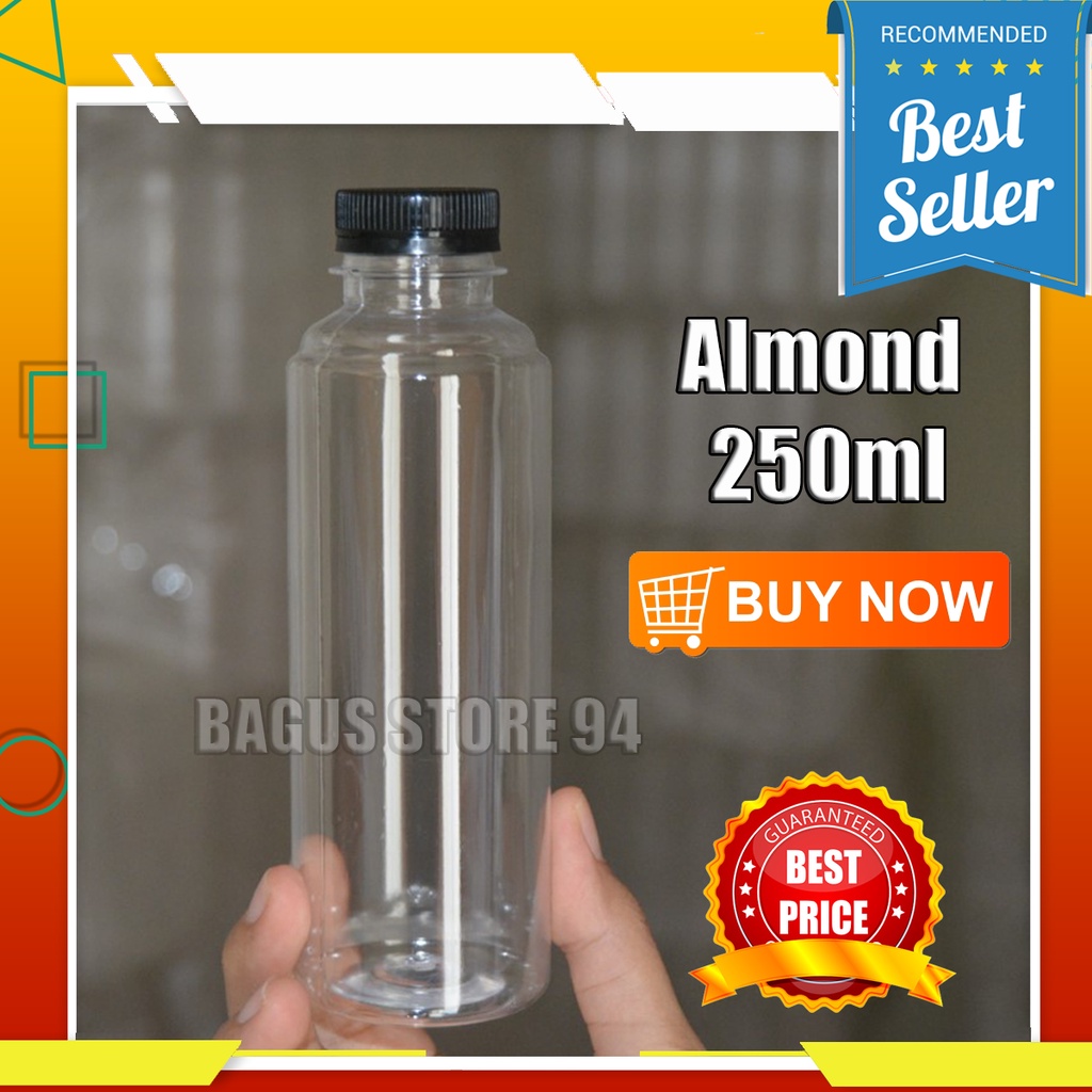 Jual (isi 50 pcs) BOTOL ALMOND 250 ML free packing bubble wrap / kardus ...