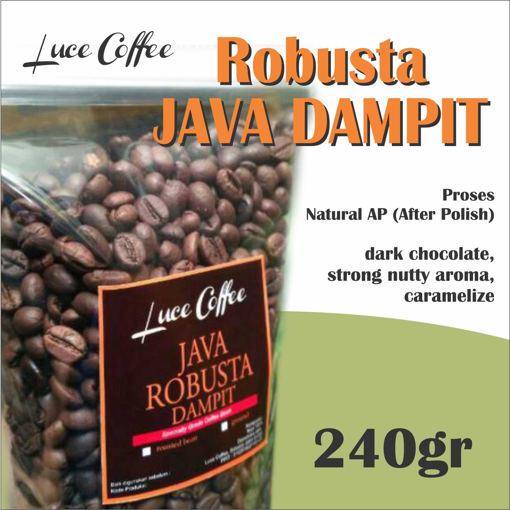 Jual Luce Coffee, Kopi Java Robusta Dampit 240gr - Biji atau Bubuk | Shopee Indonesia