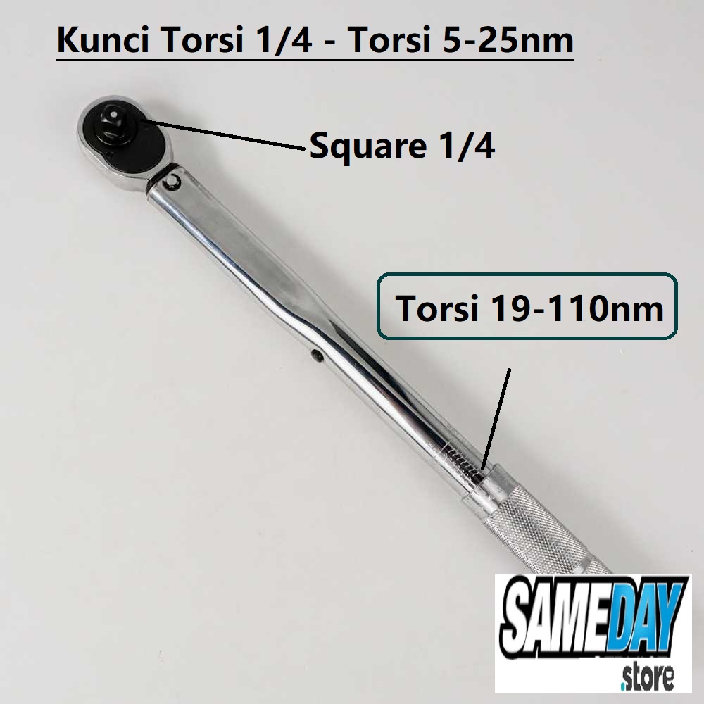 Jual Kunci Torsi Momen Moment Torque Wrench Two Way Spanner 1/4 Torsi 4 ...