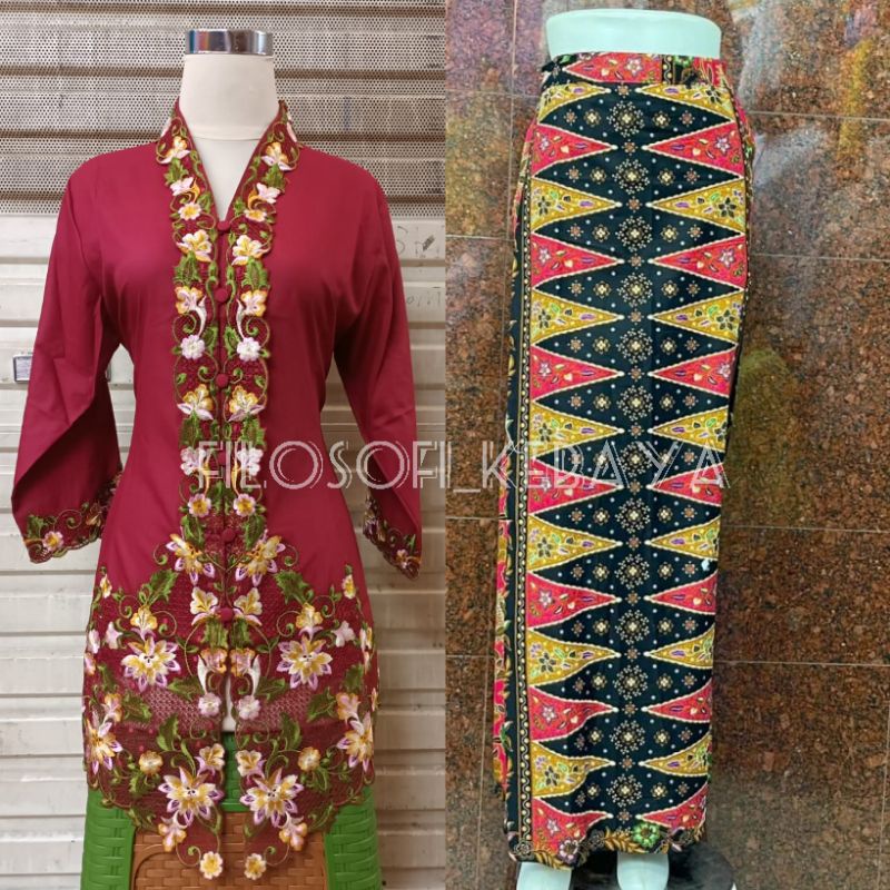 Jual FK-SET KEBAYA ENCIM MOTIF BUNGA // KEBAYA ENCIM KATUN BORDIR ...