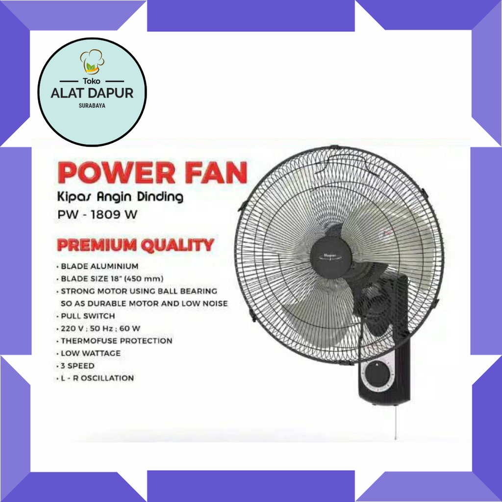 Jual MASPION Kipas angin dinding PW 1809 18" - Power Wall Fan PW1809 ...