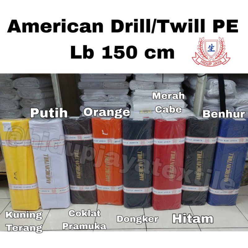 Jual Kain American Drill Twill Polyester 30s Lebar 150 cm ECERAN per 90 ...
