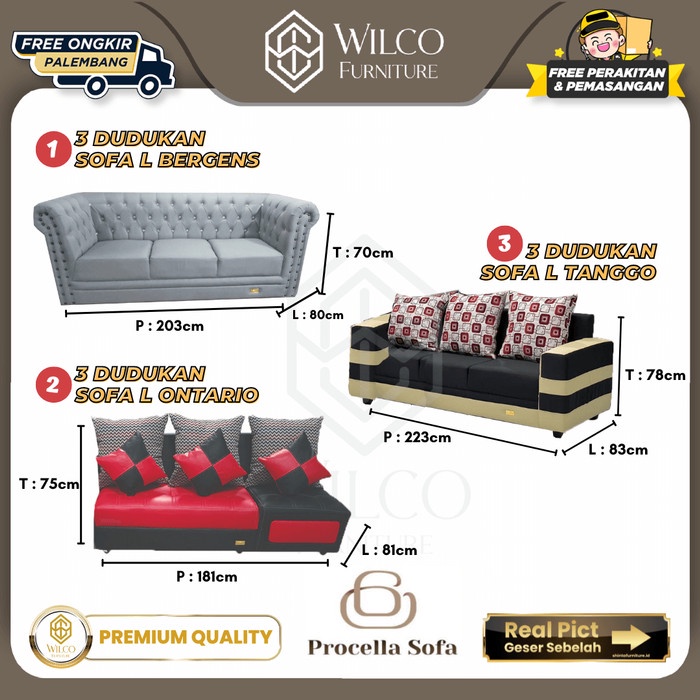 Jual Sofa Procella 3 Dudukan / Sofa 3 Seater Minimalis Furniture ...