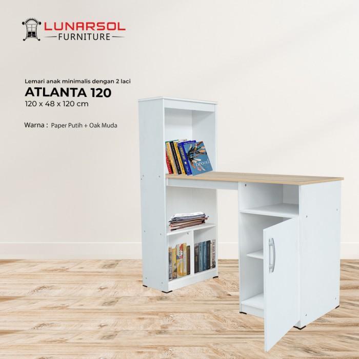 Jual (Free Rakit) Meja Kerja ATLANTA Lunarsol / Meja Belajar Rak Buku ...