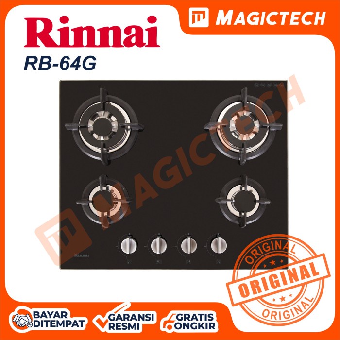 Jual KOMPOR TANAM RINNAI 4 TUNGKU RB-64G - HITAM KACA | Shopee Indonesia