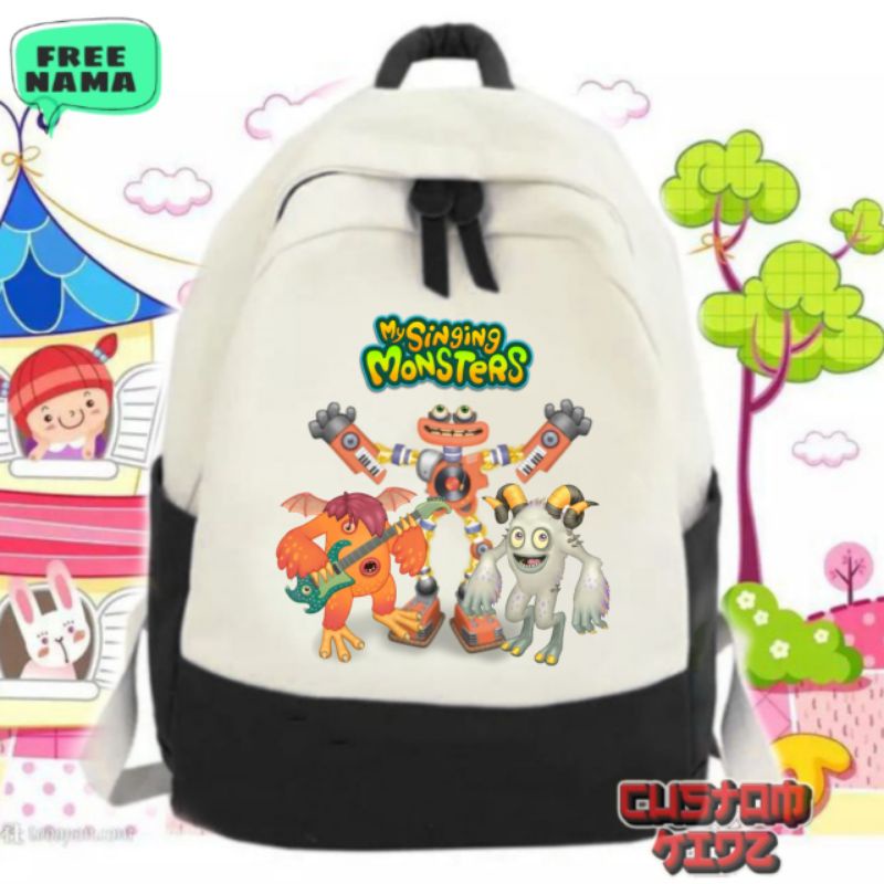 Jual Tas sekolah anak tk sd my singing Monster free cetak nama | Shopee ...