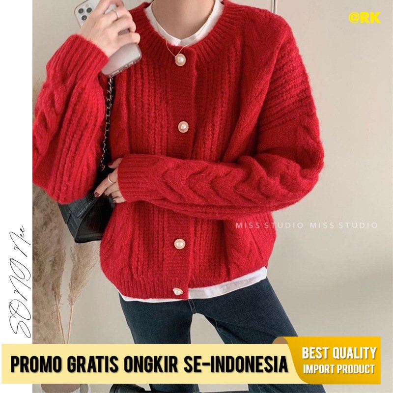 Jual Cardigan Cewek Korea Dongdaemun Retro Cargan Wanita Malas Rajut ...