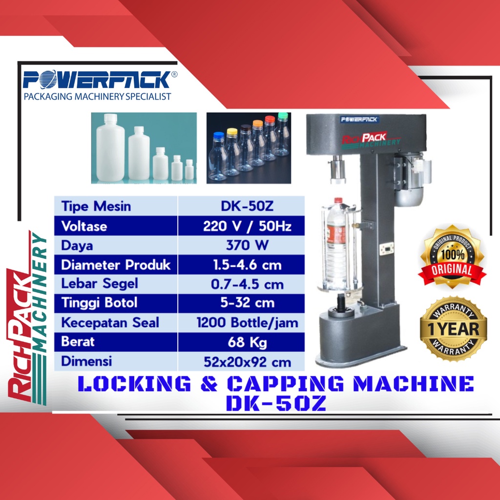 Jual Powerpack DK-50Z Locking Capping Machine Mesin Penutup Botol Plastik | Shopee Indonesia