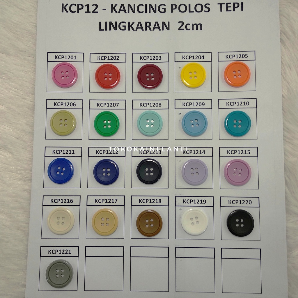 Jual KCP12 Kancing Polos Tepi Lingkaran Uk. 32 L / 20mm (Per Lusin ...