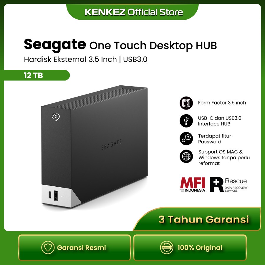Jual Seagate One Touch Desktop Hub HDD / Hardisk Eksternal 12TB USB3.0 ...