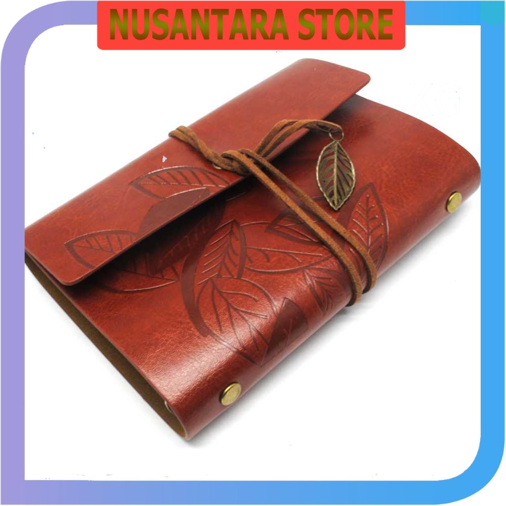 Jual NUSANTARA STORE - PHANTACI Buku Catatan Binder Kulit Retro Leaf ...