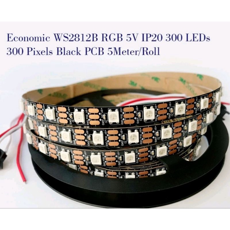 Jual ECER 1 METER LED WS2812B 5v RAPAT PCB HITAM BAHAN STROBO | Shopee ...